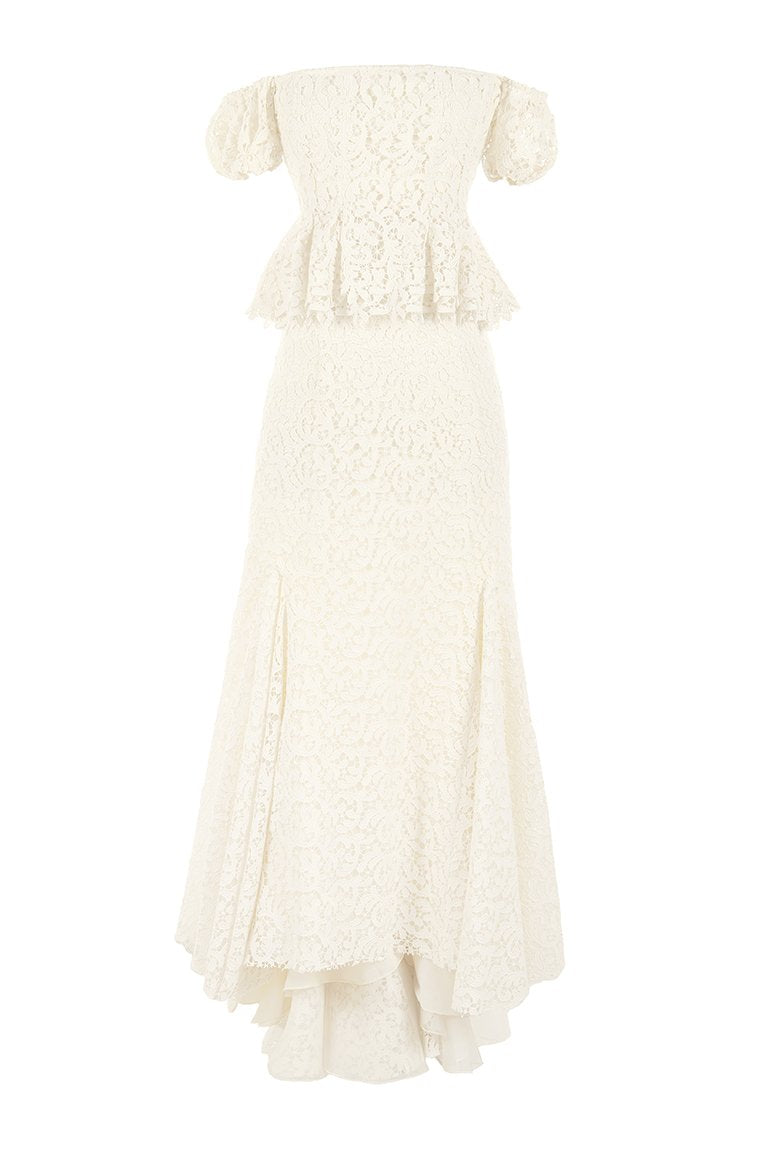 Brock Collection Alexandra Skirt in Guipure Ivory Lace | Over The Moon