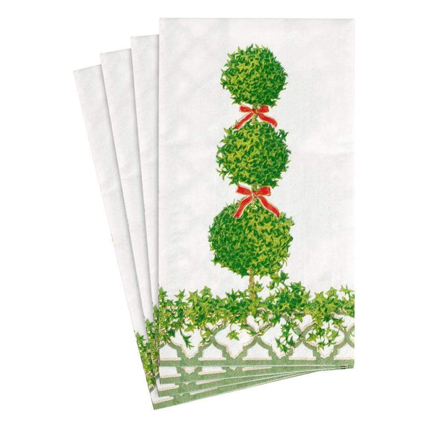 Topiaries Paper Guest Towel Napkins in Green Border | Over The Moon