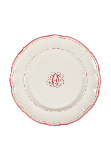 Bespoke Milano Plate with Central Monogram and Rim, Set of 12 | Over ...