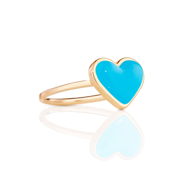 Love Sticker Ring in Yellow Gold & Turquoise | Over The Moon