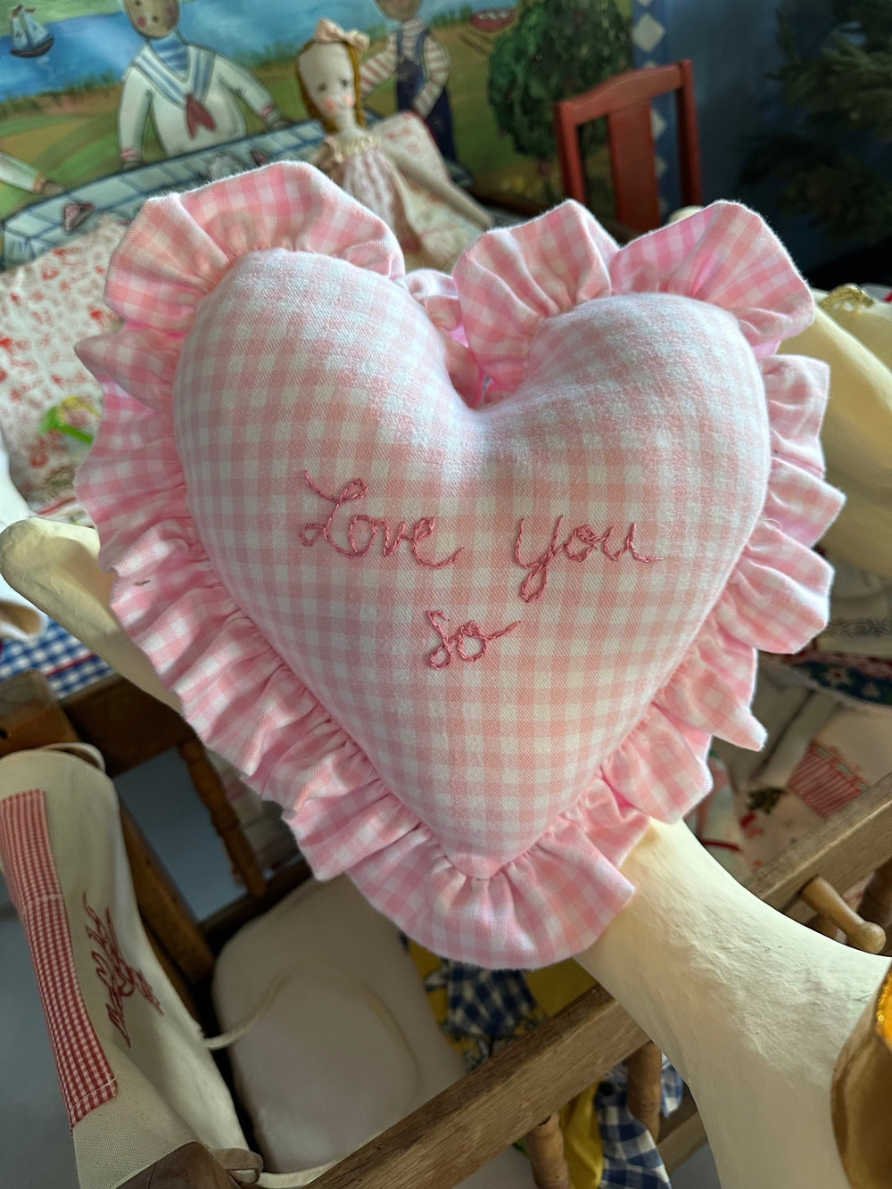 Heart Ruffle Pillow | Tricia Lowenfield Design | Over The Moon