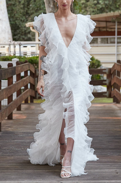 Kiki Tulle Ruffled Gown | Over The Moon