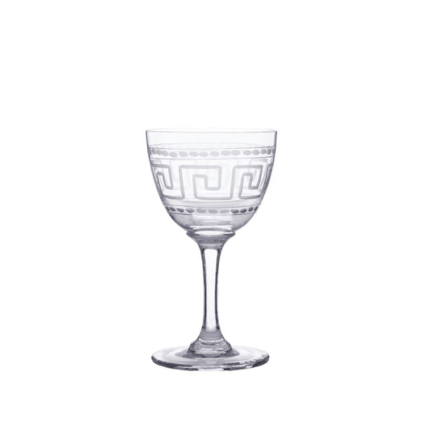 Crystal Liqueur Glasses with Greek Key Design, Set of Six | Over The Moon