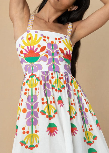 Ninet Cotton Midi Dress in Avatar White | Over The Moon