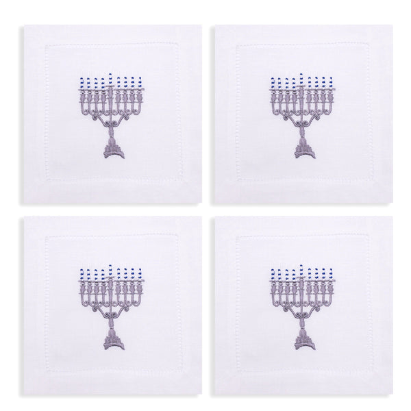 Menorah Cocktail Napkins, Set of 4 | Over The Moon