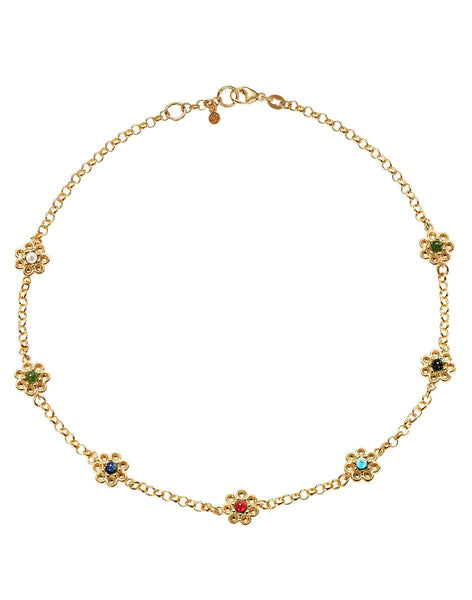 Daisy Chain Necklace in Gold & Multi-Color | Over The Moon