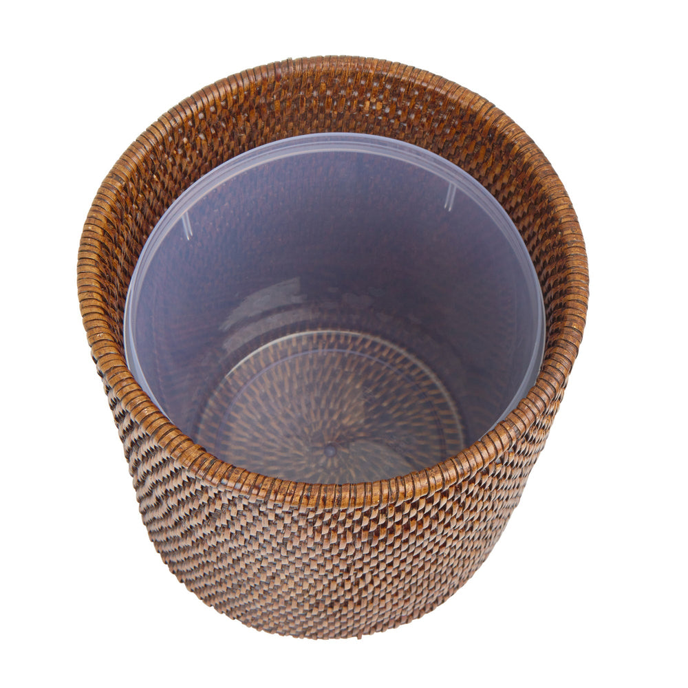 Rattan Bathroom Bin, Rustic White | REBECCA UDALL | Over The Moon
