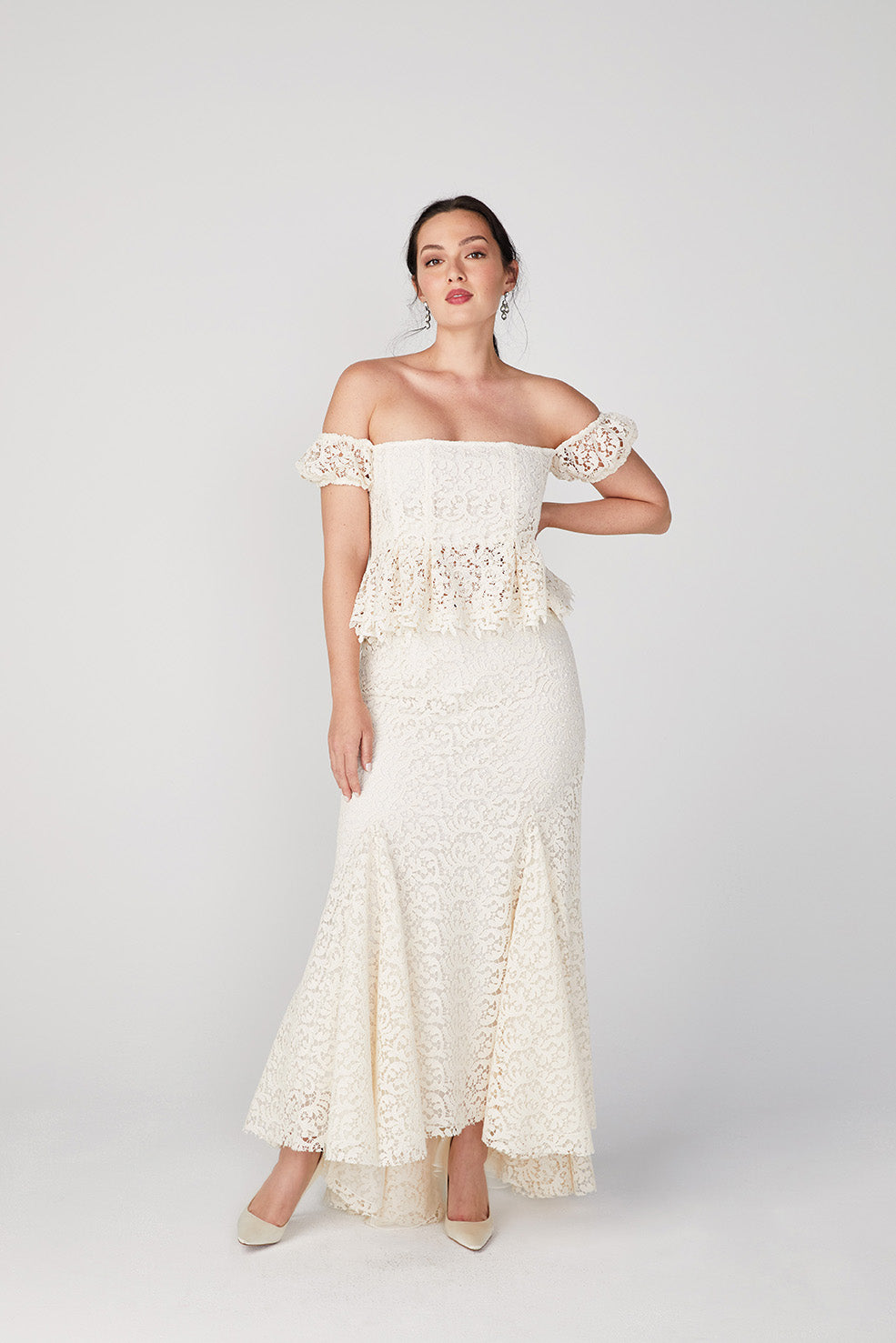 Brock Collection Alexandra Skirt in Guipure Ivory Lace | Over The Moon
